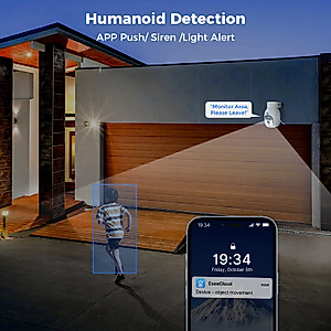 Hiseeu Security Camera Wireless Outdoor, 3MP Color Night Vision WiFi Home Video Surveillance Pan&Tilt 360° with Motion Detection,Siren/Motion/Light Alarm,2-Way Audio,IP66 Weatherproof,Work with Alexa