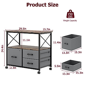 Amyove 3 Drawer Lateral File Cabinet, Size1, Grey