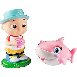 CoComelon Water Squirter Toys for Pool & Bath, 6-Pack - Officially Licensed - JJ, Baby Shark, Turtle, Fish Figure Playset - Easter Basket Stuffer Gift for Toddlers, Preschoolers, Kids - 18mo+