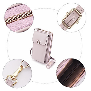 Ndsox Small Crossbody Bag Cell Phone Purse for Women, PU Leather Mini Messenger Shoulder Handbag Wallet with Credit Card Slots for Travel Vacation Daily, Light Purple