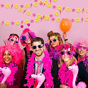 AsodSway Preppy Garland Party Decorations - 4P Christmas Preppy Smile Face Lighting Star Garland College Room Decor Xmas Theme Dorm Classroom Decorations, Trendy Style Sweet Room Decor for Teen Girls