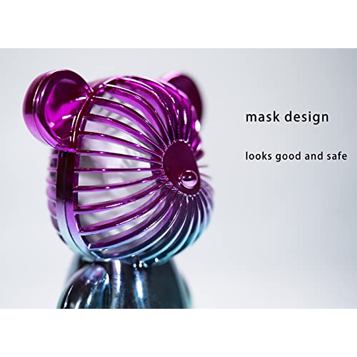 Lizihaowu Handheld Fan Rechargeable USB Mini Fan Portable, Cute Bear Fan, Eyelash Fan For Kids Girls Women Home/Travel/Outdoor/Makeup/violet-blue gradation