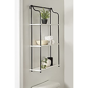 Kate and Laurel Walters Modern 3-Tier Hanging Shelf, 21 x 32, White, Decorating Wall Mounted Storage Shelf for Wall