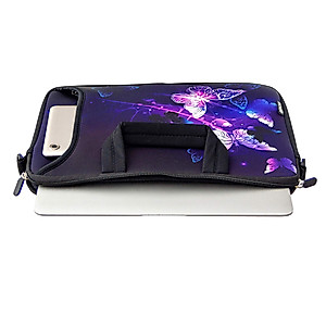 RICHEN 14 15 15.4 15.6 inch Laptop Shoulder Bag Notebook Handle Sleeve Neoprene Soft Carrying Travel Case with Accessories Pocket (14-15.6 inch, Butterflies)