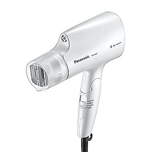 Panasonic nanoe Salon Hair Dryer with Oscillating Quick Dry Nozzle, Folding Hair Dryer for Travel and Home, 3 Airflow Settings for Easy Styling and Healthy Hair - EH-NA2C-W (White)