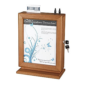 Safco Products 4236CY Lockable Customizable Wood Suggestion Box, Cherry 8.5x11" Plexiglas Panel Includes Lock & Keys Wall Mountable