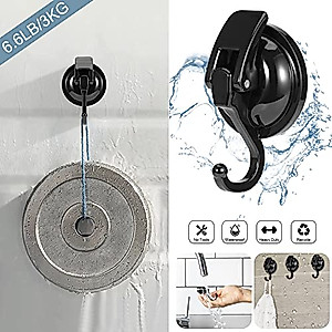 Suction Cup Hooks Reusable Heavy Duty Strong Without Punching for Bathroom and Restroom Shower,Easy to Install and Remove Use for Glass, Tiles, Windows, Smooth Doors and Mirrors (Black)