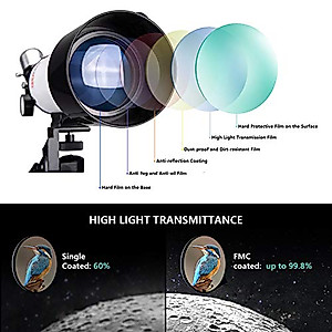 Telescope for Kids Astronomy Beginners - 70mm Aperture Refractor Telescope for Viewing Planets Stars with Adjustable Tripod Phone Adapter Wireless Remote Cool Christmas Astronomy Gifts for Kids, Blue