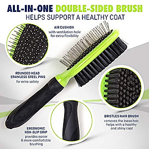Rexipets Dog & Cat Brush & Comb Pet Grooming Set - Double Side (Small) - Ultimate Deshedding Tool - Lice And Flea Removing - Perfect Groomer's Tools - Strong Grip And Soft Bristles