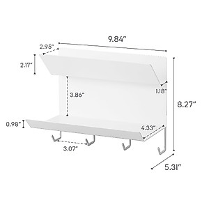 Yamazaki Home Tower Magnetic 2-Tier Entryway Organizer - Storage for Gloves and Hats with Hooks for Keys and Bags - Steel