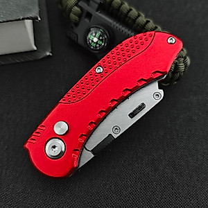 Folding Utility Knife, Aluminum Handle Heavy Duty Safety Box Cutter, EDC Pocket Knife, Quick-change Blade, Ideal for Home Tools, Office and Outdoors