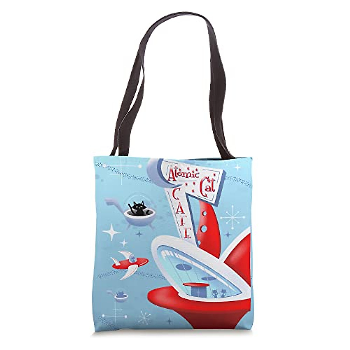Atomic Cat Cafe Retro Mid-Century Modern Space Hangout Tote Bag