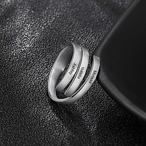 Ashleymade Personalized Adjustable Name Rings Free Engraved BFF Rings for Women Spiral rings Gift for Friend (3 names)