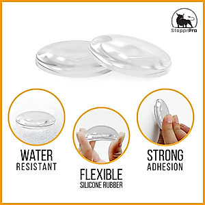 Clear Door Stoppers for Wall 2” (8 Pack) - Wall Protectors from Door Knobs with Strong Adhesive Glue - Shock Absorbent and Discreet Door Bumpers