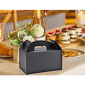 HUAPRINT Black Treat Boxes Large Bulk,Gable Boxes 30 Pack 9.45x5x5Inches,Party Favor Boxes Goodie Boxes for Birthday Party Baby Shower Wedding Christmas
