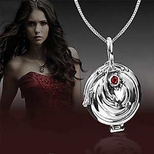 UoYu TFYU 2 Pcs The Vampire D.rs Elena Gilbert Opening Vervain Locket Pendant Necklace and Daywalking Katherine Necklace Pendant Charm Necklace-Royal Blue with Transparent Box