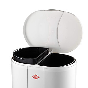 Wesco 170611-02 Pedal Type Trash Can, Red, Size: 16.9 x 17.7 x 14.2 inches (43 x 45 x 36 cm), Kitchen Pedal Bin, Separate Double