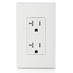 Leviton T5825-W 20 Amp, Tamper-Resistant, Decora Duplex Receptacle, Residential Grade, White