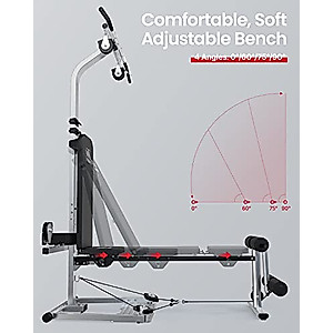 FITINDEX Home Gym Station 320lbs, Multifunctional Pulley Strength Machine with 63 Workouts, Rowing, Bench Press, Squat, Full Body Training Exercise Equipment for Women Men