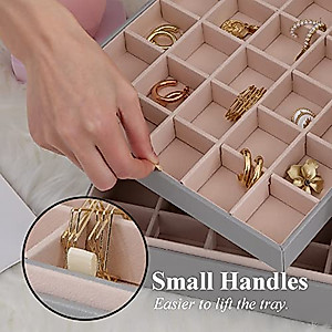 misaya Earrings Jewelry Box Women 50 Slots Jewelry Organizer, Earring Holder Box for Earrings Rings Necklace, Gift for Women, Mother, Grey