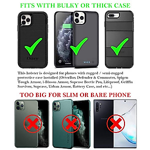 AH Phone Belt Holder Phone Holster Pouch with Magnetic Cover Leather Belt Pouch for iPhone 15 Plus, 15 Pro Max, 14 Plus, iPhone 14 Pro Max, 13 Pro Max with Otterbox Phone Case Installed (X-Large)