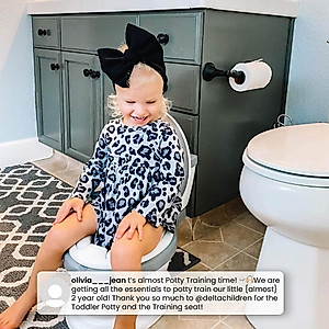 Delta Children Kid Size Toddler Potty for Boys & Girls - Realistic Potty Training Toilet Looks & Feels Like an Adult Toilet, White/Grey