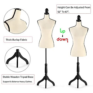 HOMBOUR Female Mannequin Body, Sewing Mannequin Torso Dress Form, Adjustable Mannequin with Stand for Sewing Dressmaker Jewelry Display, Beige