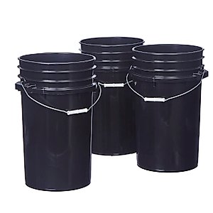 Hudson Exchange Premium 7 Gallon Bucket, HDPE, Black (Thrее Расk, Black)