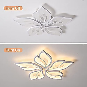 Garwarm Modern Ceiling Light,23.6” Dimmable LED Chandelier Flush Mount Ceiling Lights,Remote Control Acrylic Leaf Ceiling Lamp Fixture for Living Room Dining Room Bedroom 60W