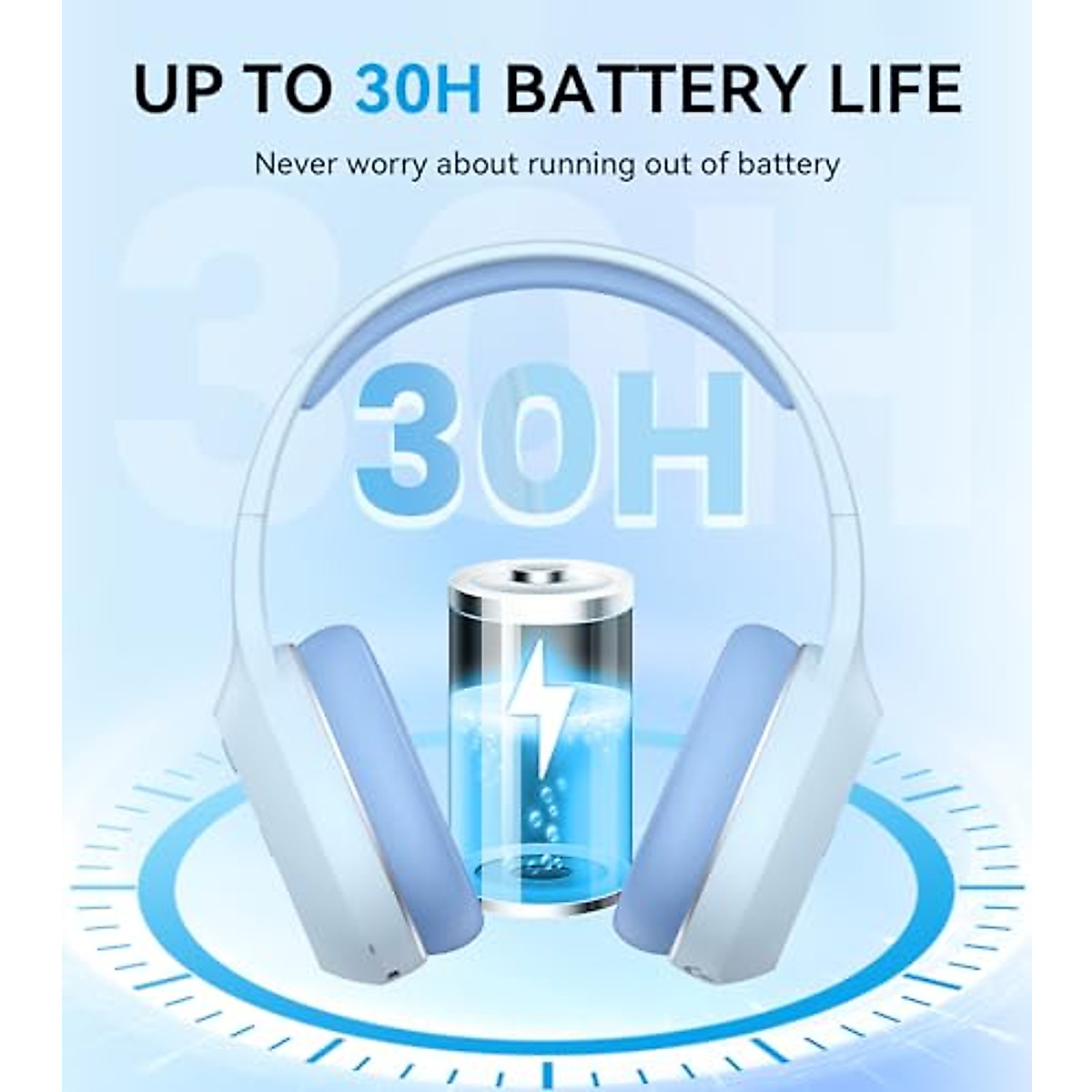 Edifier W600BT Wireless Over-Ear Headphones, Bluetooth V5.1, Crystal Clear Call, 40mm Drivers, 30H Playtime, Connect to 2 Devices, Built-in Microphone, Lightweight, for Travel, Home, Office - Blue