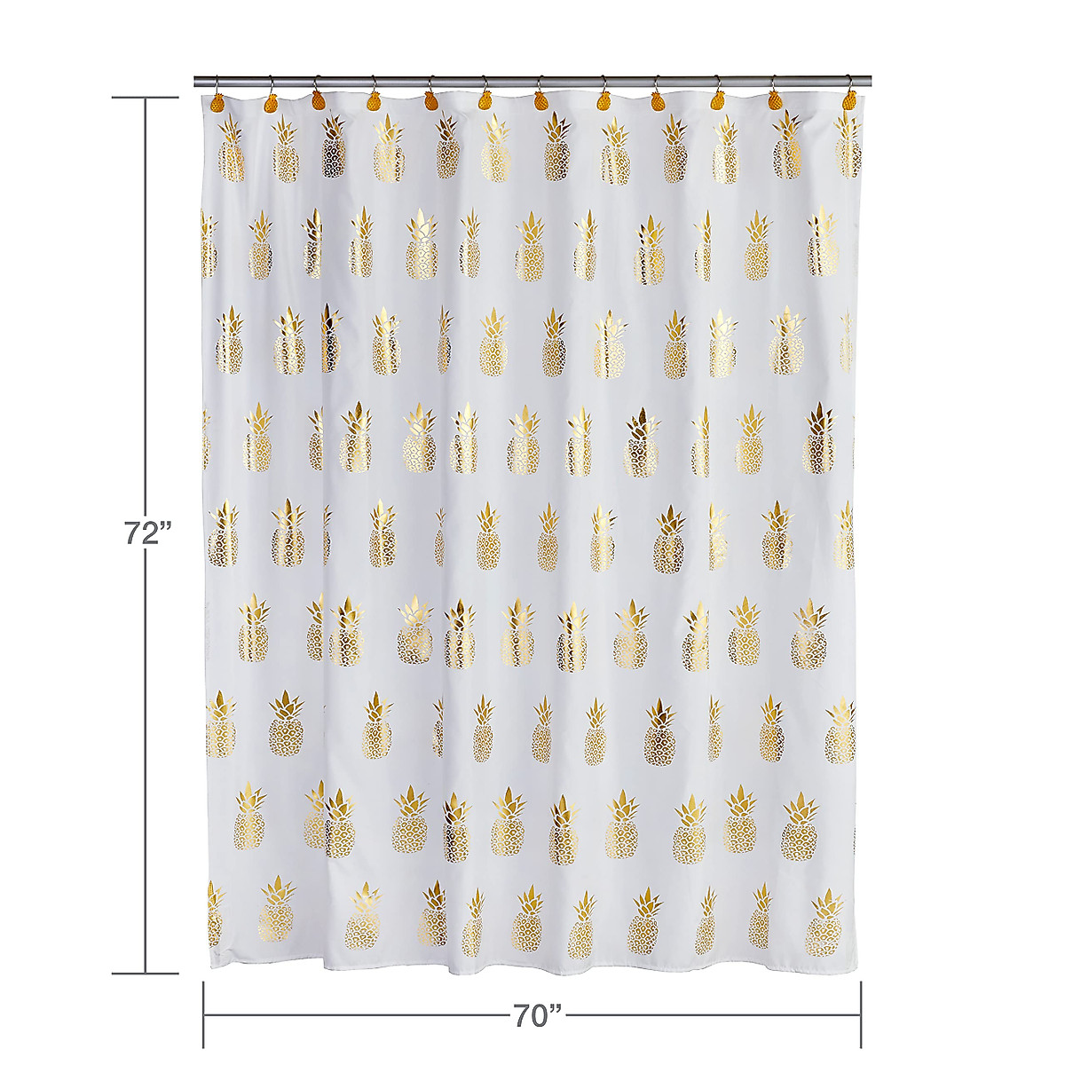 SKL Home by Saturday Knight Ltd. Gilded Pineapple Shower Curtain, White 72.00" x 70.00"