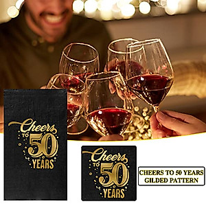 200 Pcs 50th Birthday Guest Napkins Cheers to 50 Years Napkins Happy Foil 50th Birthday Decorations Women Men Paper Napkins Black Gold Luncheon Napkins 2 Ply for Anniversary Wedding Party Supplies