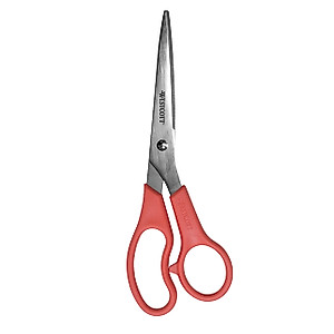 Westcott 8" All Purpose Value Stainless Steel Straight Scissors, Red
