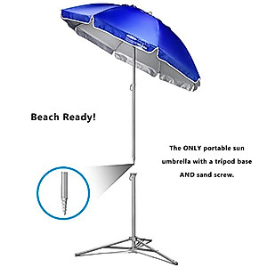 Wondershade 5' Sun Shade Umbrella, Portable Lightweight Adjustable Instant Sun Protection UPF 50+ - Blue