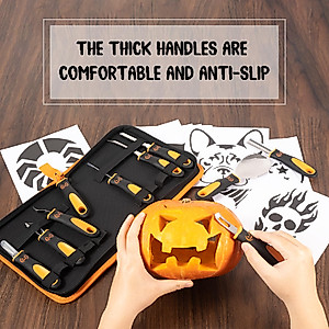 kopotma Pumpkin Carving Tools, Halloween Pumpkin Carving Kit, All in One Professional Pumpkin Carving Set with Stencils and Candles, Heavy Duty Pumpkin Carving Kit for Kids & Adults