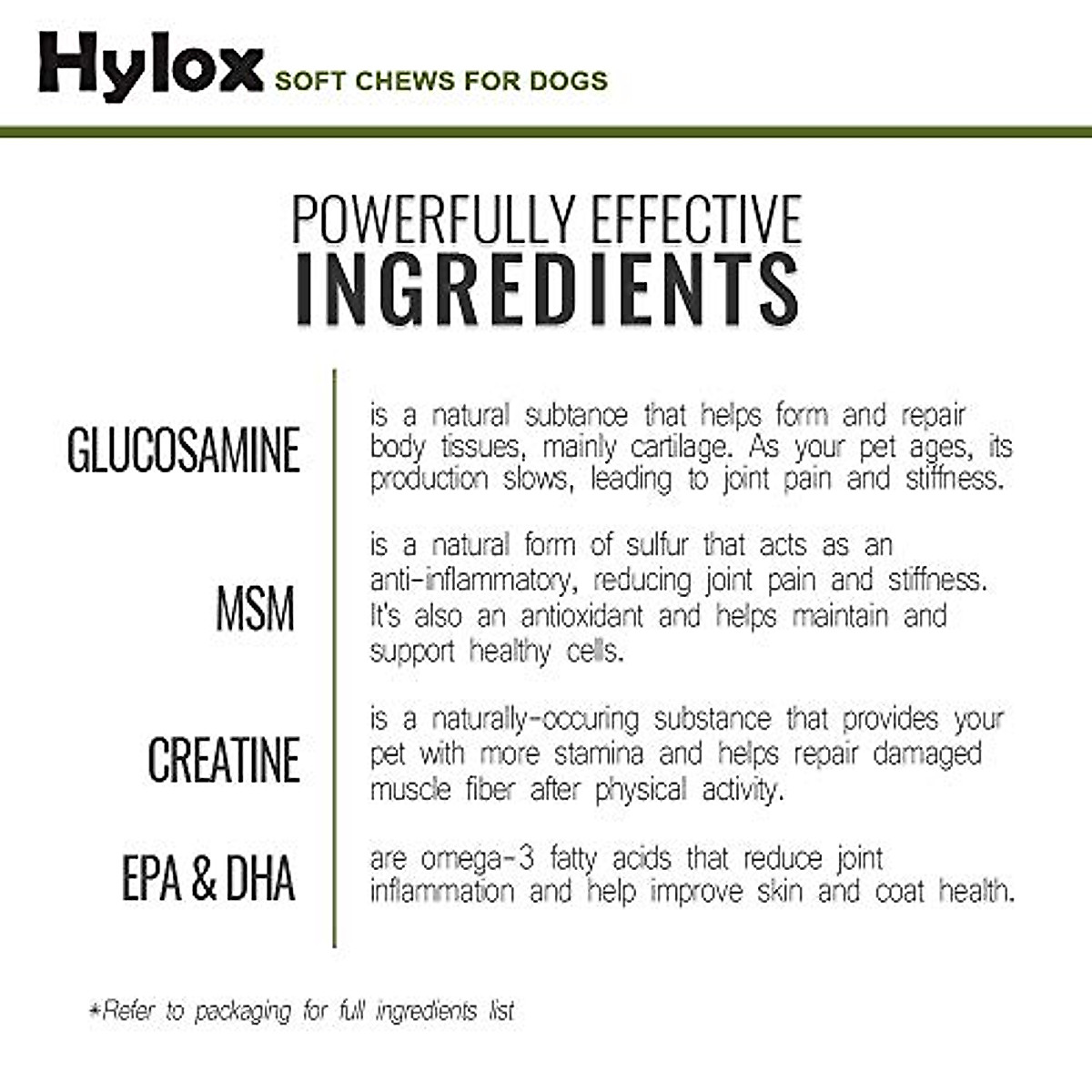 Pet Health Solutions Hylox Soft Chews for Dogs - Supports Joints & Cushions Connective Tissues - Glucosamine - Alpha Linolenic Acid - Creatine -120 Soft Chews