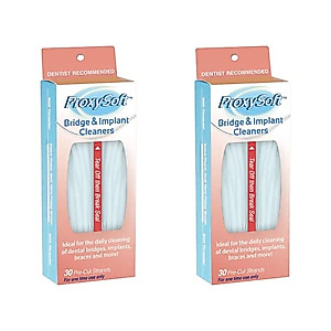 Proxysoft Dental Floss for Bridges and Implants 2 Packs - Floss Threaders for Bridges, Dental Implants, Braces with Extra-Thick Proxy Brush for Optimal Oral Hygiene -Teeth Bridge and Implant Cleaners