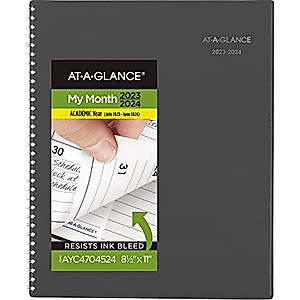 AT-A-GLANCE 2023-2024 Planner, Monthly Academic, 8-1/2" x 11", Large, DayMinder, Charcoal (AYC47045)