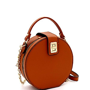 Medium Top-Handle Bow Quilted Neon Checker Vegan Leather Round Satchel Crossbody (Plain with Twist Lock - ZBlack)