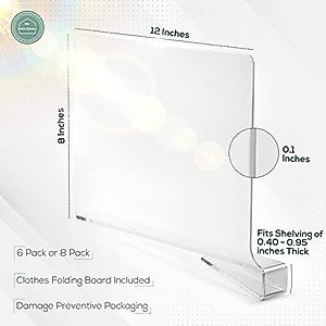 MY DECO CHOICE Shelf Dividers for Closet Organization 8 PCS, Includes a Clothes Folding Board, Shelves Dividers for Closet- Clear Shelf Dividers for Closets,Acrylic Shelf Dividers,Closet Shelf Divider