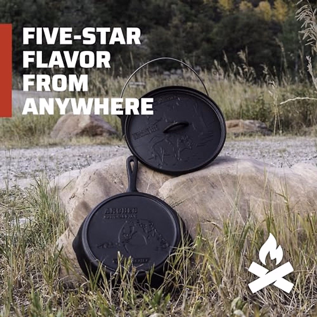 Camp Chef National Parks Cast Iron Set - Cast Iron Cookware - Includes Dutch Oven, Skillet & Lid - Cast Iron Skillet Set for Indoor & Outdoor Cooking