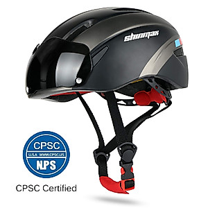 Shinmax Bike Helmet for Men Women, Bicycle Helmet with Detachable Magnetic Goggles for Adult Road Biking Mountain Cycling Helmet (BC-001)