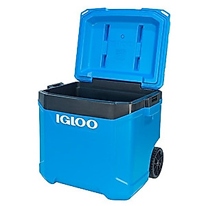 Igloo Latitude 60qt Roller Cooler, Fiesta Blue/Obsidian Gray
