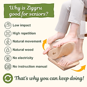 Kenko Life Ziggru Wood Leg Exerciser While Sitting for Seniors | Japanese Wooden Low Impact Exercise Equipment, Non Electric, Non Motorised, Rehabilitation, Physical Activity Elderly Over 80 Over 70