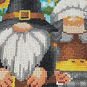 NAIMOER Gnomes Diamond Painting Kits for Adults, Fall Diamond Painting Thanksgiving 5D Sunflowers Diamond Painting Kits Full Drill Diamond Art Love Couple Pics Craft for Home Wall Art Decor 30x40cm