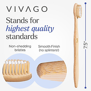 VIVAGO Bamboo Toothbrushes Medium Bristles 10 Pack - BPA Free Medium Bristles Toothbrushes for Adults | Eco-Friendly, Compostable & Biodegradable Toothbrush | Natural Wooden Toothbrushes