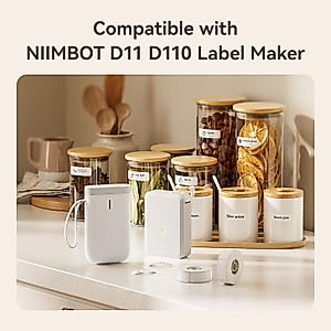 NIIMBOT D11White Label Maker Tape Adapted Label Print Paper 12*40 Standard Laminated Office Labeling Tape Replacement Pure Color (White, Medium)