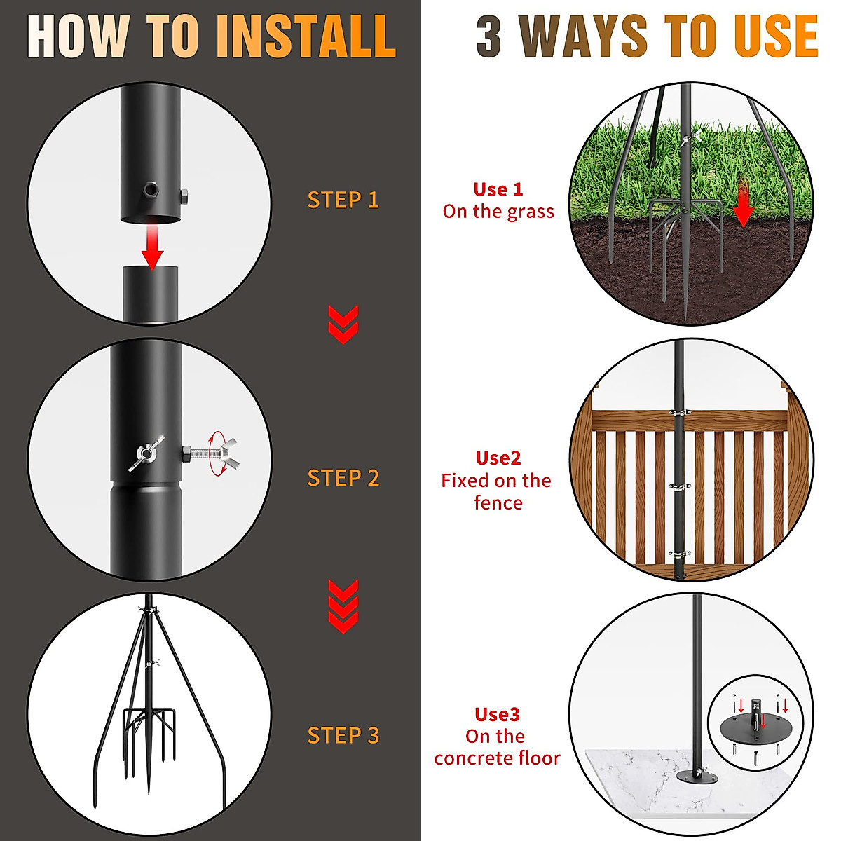 2022 Upgraded String Light Poles for Outdoor (2x10 FT) Heavy Duty Outside Light Poles Sturdy Steel Pole Stand Hooks to Hang Lights for Garden Backyard Patio Wedding Party Deck Birthday Decorations