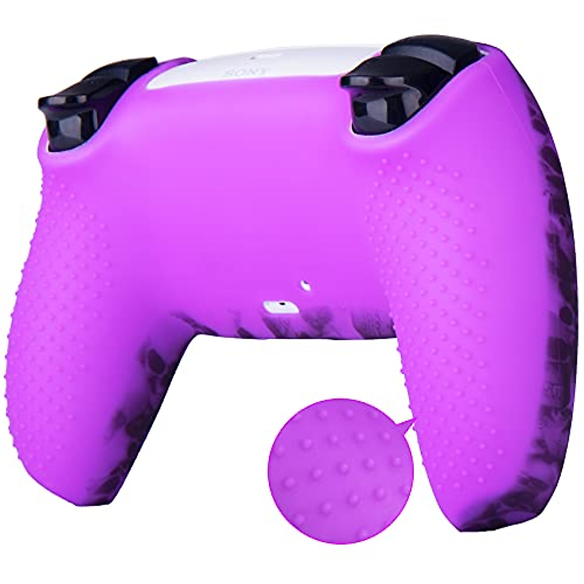 9CDeer 1 Piece of Silicone Transfer Print Protective Cover Skin + 10 Thumb Grips for PlayStation 5 / PS5 Controller Skulls Purple