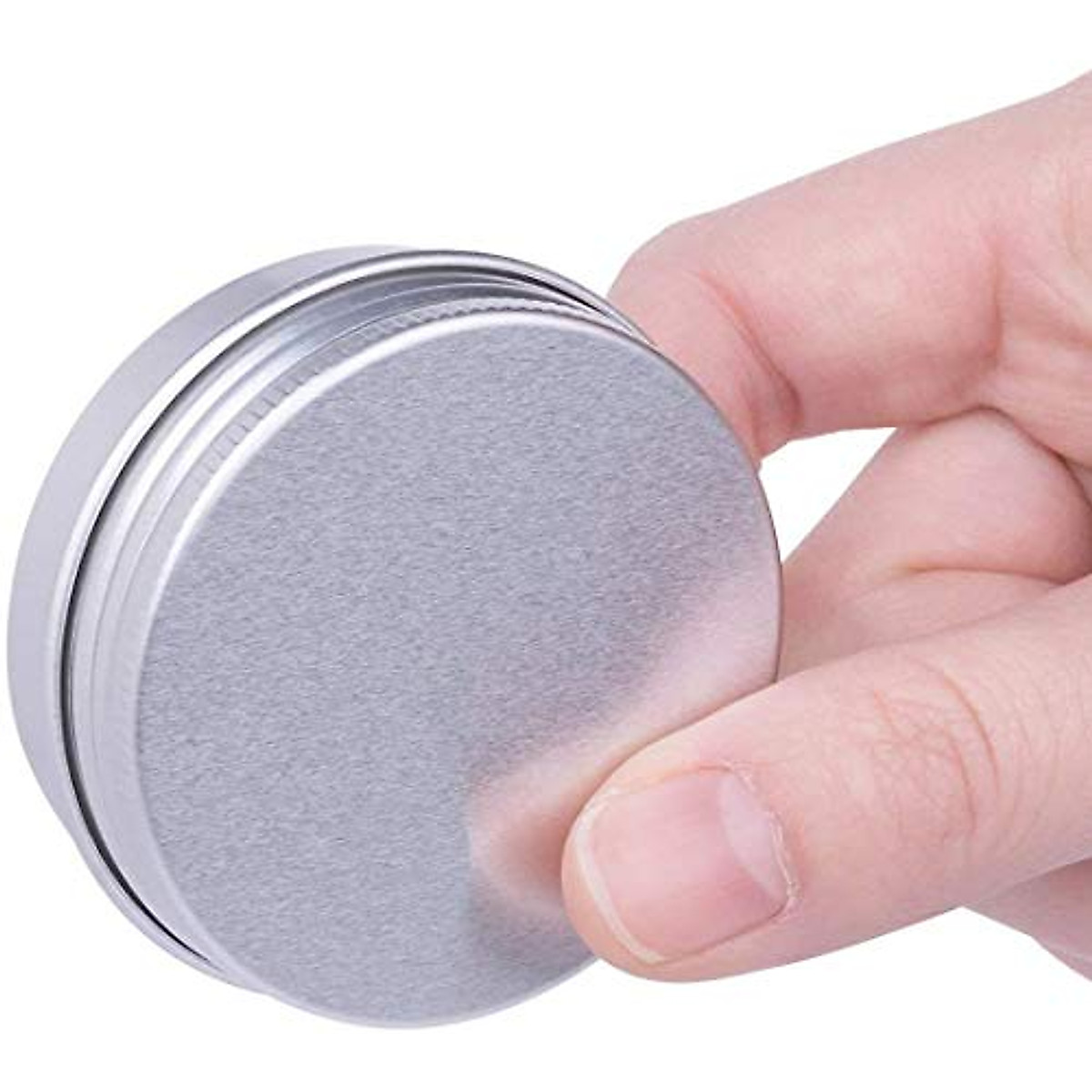 Healthcom 12 Pack 2 Oz/60ml Round Aluminum Tin Cans Screw Top Metal Lid Tins Makeup Cream Lip Balm Jars Empty Cosmetic Storage Sample Container Boxes Organization for Lip Balm Salve Crafts Spice Candles Tea Gifts,Silver
